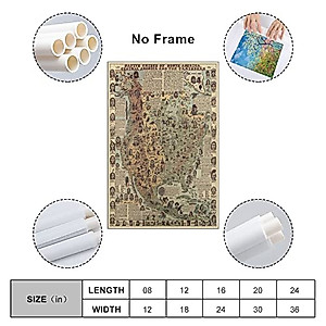 Mapping Native North American Tribes - Lively Map - Vintage Poster - Interior Decoration - Print on Wall Art Paintings Canvas Wall Decor Home Decor Living Room Decor Aesthetic 12x18inch(30x45cm) Unf