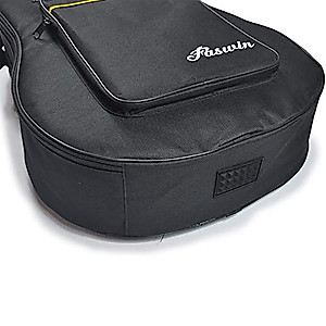 Faswin 41 Inches Guitar Bag Dual Adjustable Shoulder Strap Acoustic Guitar Gig Bag, Guitar Case Waterproof Oxford Cloth 0.3 Inch Thicken Sponge Pad, Black