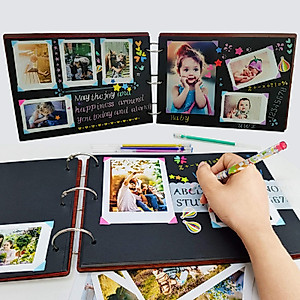 ZEEYUAN DIY Cartoon Scrapbook Album, 60 Pages, Wooden Cover, Love Memory Photo Book, Valentine's Day Gift