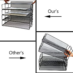 LUCYCAZ 4 Tier Desk Organizer - Stackable Paper Tray, Paper File Organizer for Desk, 5 Trays Mesh Stackable Paper Tray Desktop Document for School Home and Office, Black
