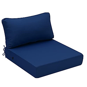 idee-home Deep Seat Patio Cushions, Outdoor Cushions Replacement Cushions Back Cushion, Outdoor Hampton Bay Patio Cushions for Backyard Couch Sofa, 2pcs Set, Seat: 26.5 x 26.5 Back: 26.5 x 13.2