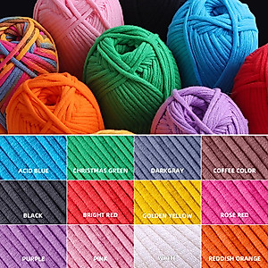 Mooaske 3 Pack (3 x 50g) Crochet Yarn with Crochet Hook - Worsted Medium Yarn for Crocheting - Easy-to-See Stitches Cotton-Nylon Blend Beginner Knitting Yarn for Adults and Kids