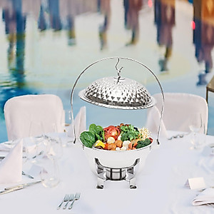 Chafing Dish Buffet Set Gold/Silver,4.5L Round Stainless Steel Chafer, Buffet Servers and Warmers Set Warming Tray for Wedding, Parties, Banquet, Events (Silver)