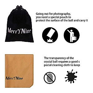 MerryNine K9 Crystal Ball, Photograph Crystal Ball with Stand and Pouch, K9 Crystal Sunshine Catchers Ball with Microfiber Pouch, Decorative and Photography Accessory (80mm/3.15" Set, K9 Clear)