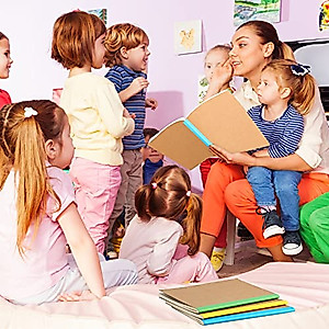 Composition Notebook Journals A5 Kraft Notebooks Kraft Cover with Rainbow Spines,120 Pages Ruled Lined Paper Notebook Bulk for Kids Students Office School Supplies, 8.3 x 5.5 Inch (48 Pcs)