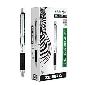Zebra Pen Z-Grip Flight Retractable Ballpoint Pen, Bold Point, 1.2mm, Black Ink, 12-Count