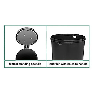 Stainless Steel Premium Trash Garbage Wastebasket Bin + Built in Compression System - 40L/13Gallon