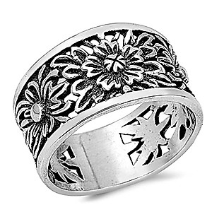Women's Flower Fashion Sunflower Ring New .925 Sterling Silver Band Size 6