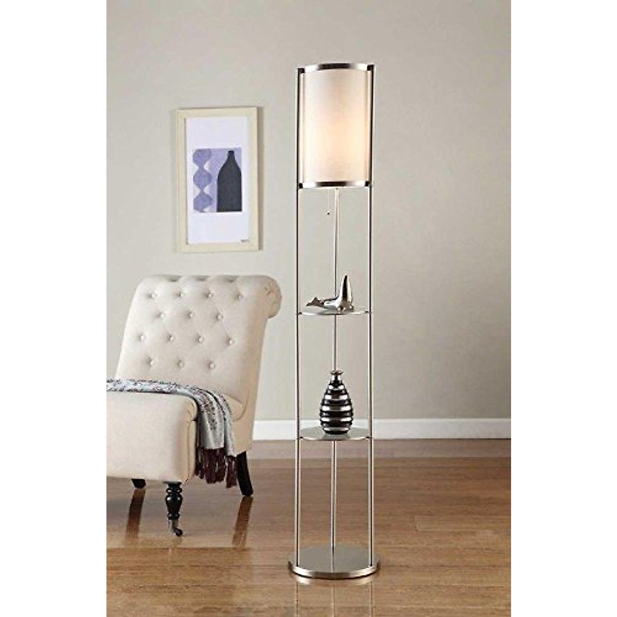 Artiva USA Exeter Durable Glass Display Shelf Floor Lamp