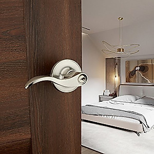 HENYIN Wave Lever Keyed Entry Door Lock/Door Knob Hardware Wave Handle and Closet Lockset (805SN-L)