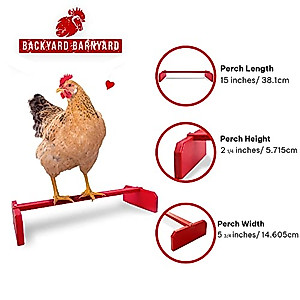 Backyard Barnyard Chicken Roosting Bar Perch for Baby Chicks to Adult Birds. Made in USA!!! Poultry Habitat, Brooder, Coops or Run. Easy-Clean Bird Stand for Chicks, Pollos, Laying Hens. (Red)