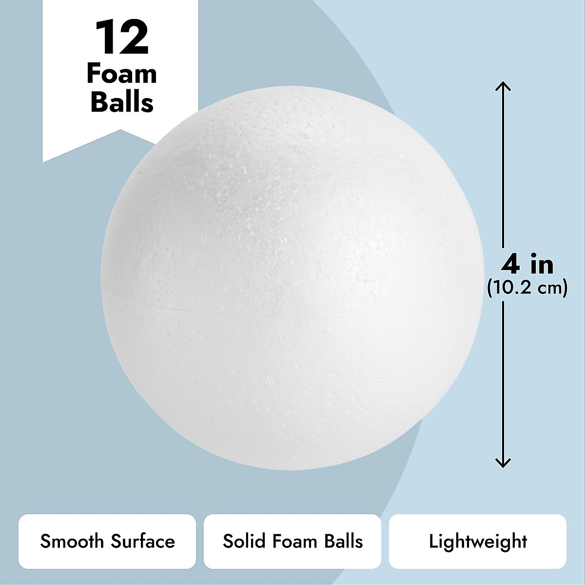4 Inch White Foam Balls, Polystyrene for DIY Crafts, Art, School Supplies, Decorations (12 Pack)