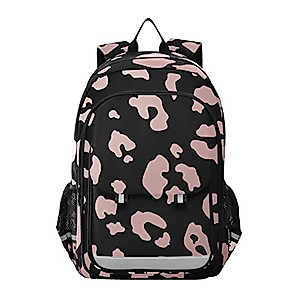 ALAZA Rose Gold Leopard Print Animal Cheetah Laptop Backpack Purse for Women Men Travel Bag Casual Daypack with Compartment & Multiple Pockets