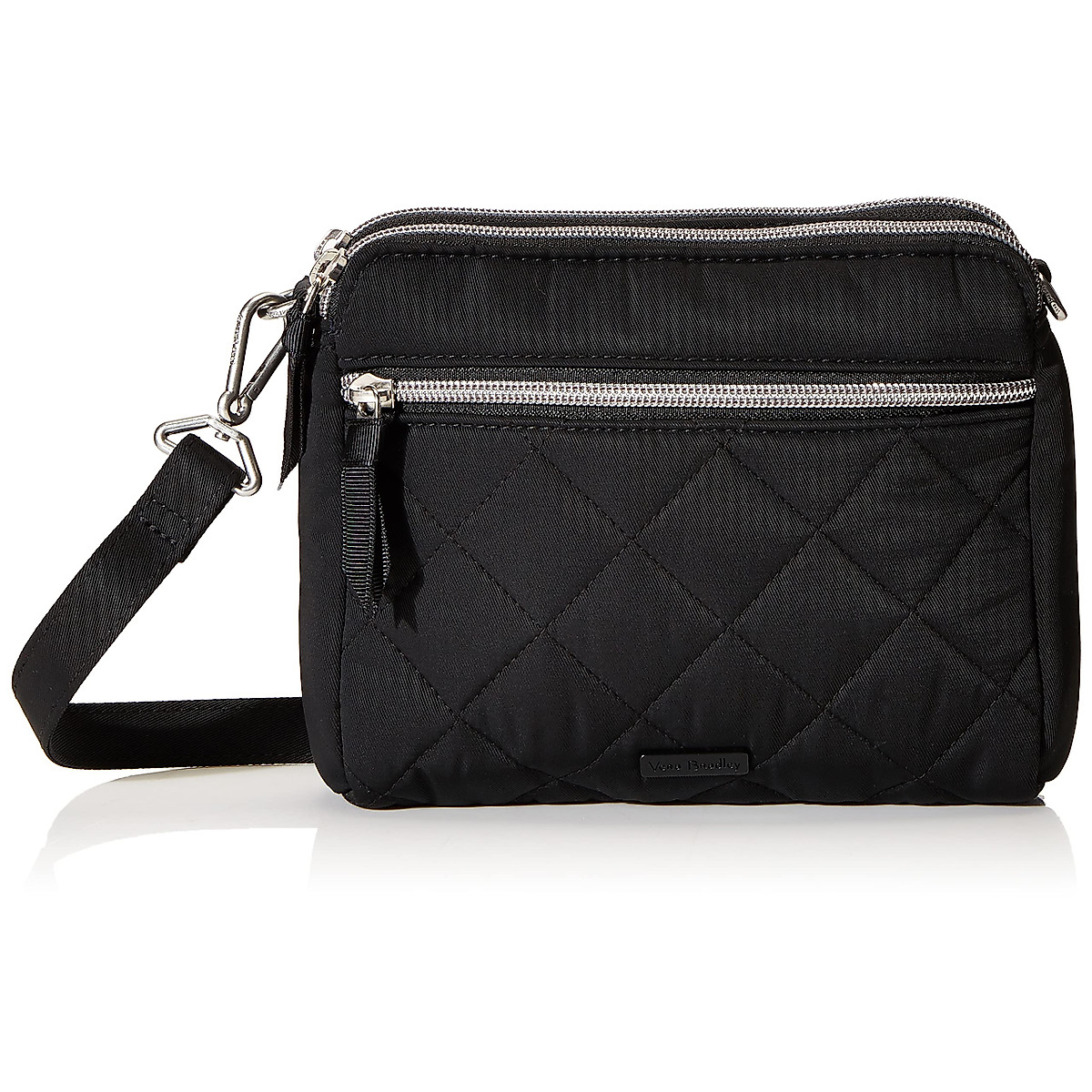 Vera Bradley Women's Performance Twill RFID Medium Triple Compartment Crossbody Purse, Black, One Size