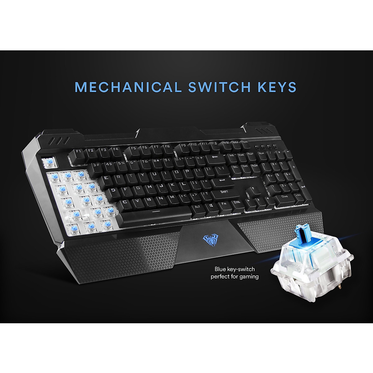 Beastron RGB LED Backlit Mechanical Wired Gaming Keyboard with Blue Switches, Adjustable Backlit Effects, Compatible with PC and Mac