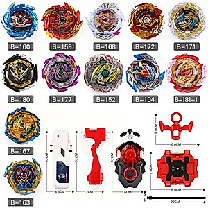 WNSULL Bey Battle Burst Gyro Blade Set, Best Gift Toy with Portable Box 12 Spinning Tops 2 Launchers, Metal Fusion Attack Top Battling Game for Boys Kids Children