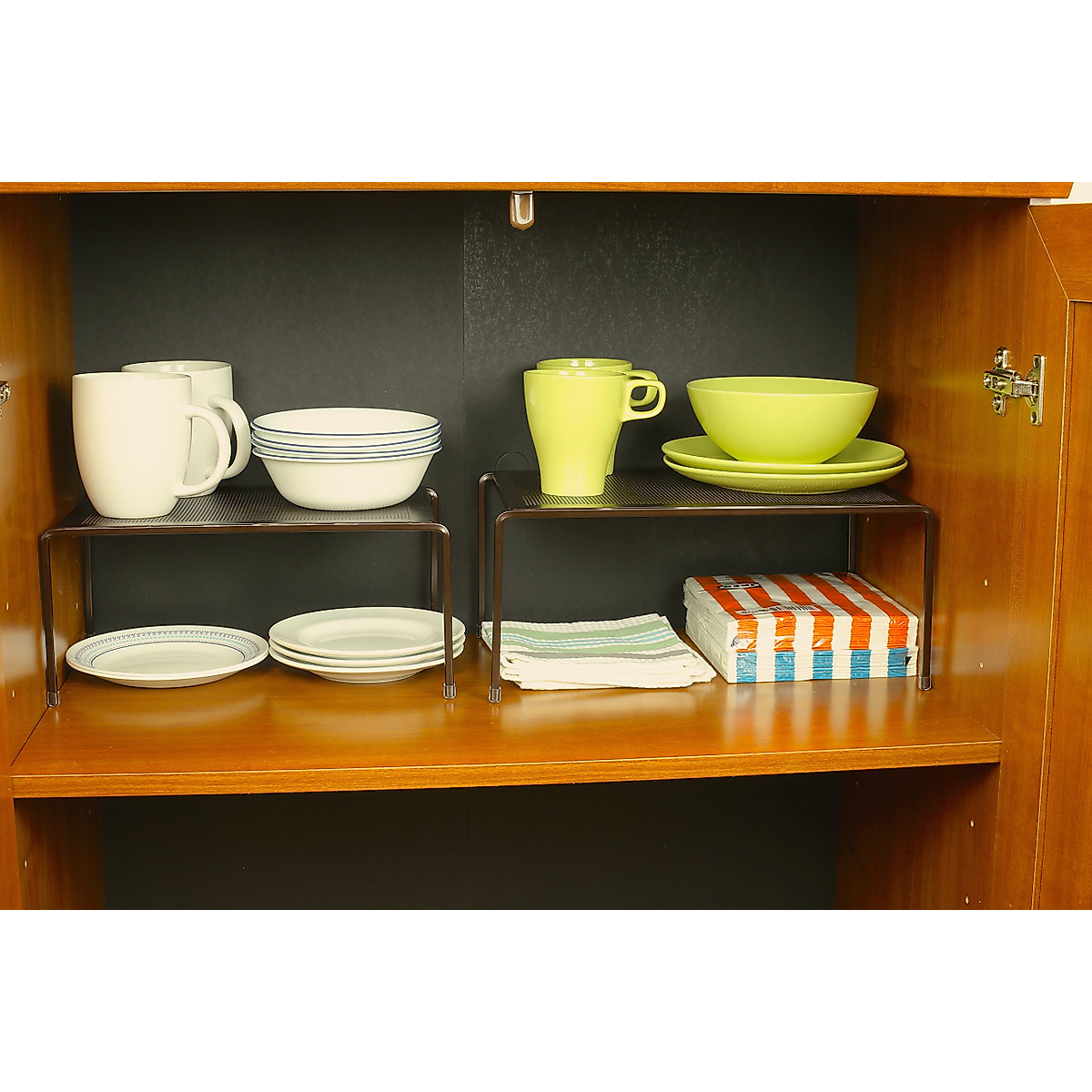 Deco Brothers Expandable Cabinet Shelf Organizer for Kitchen Cabinet and Counter, Bronze