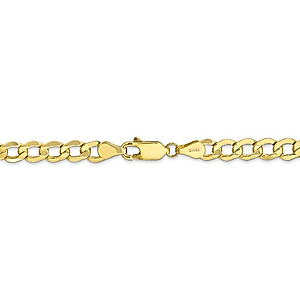 Sonia Jewels 10k Yellow Gold 5.25mm Curb Cuban Link Chain Bracelet - with Secure Lobster Lock Clasp 7"