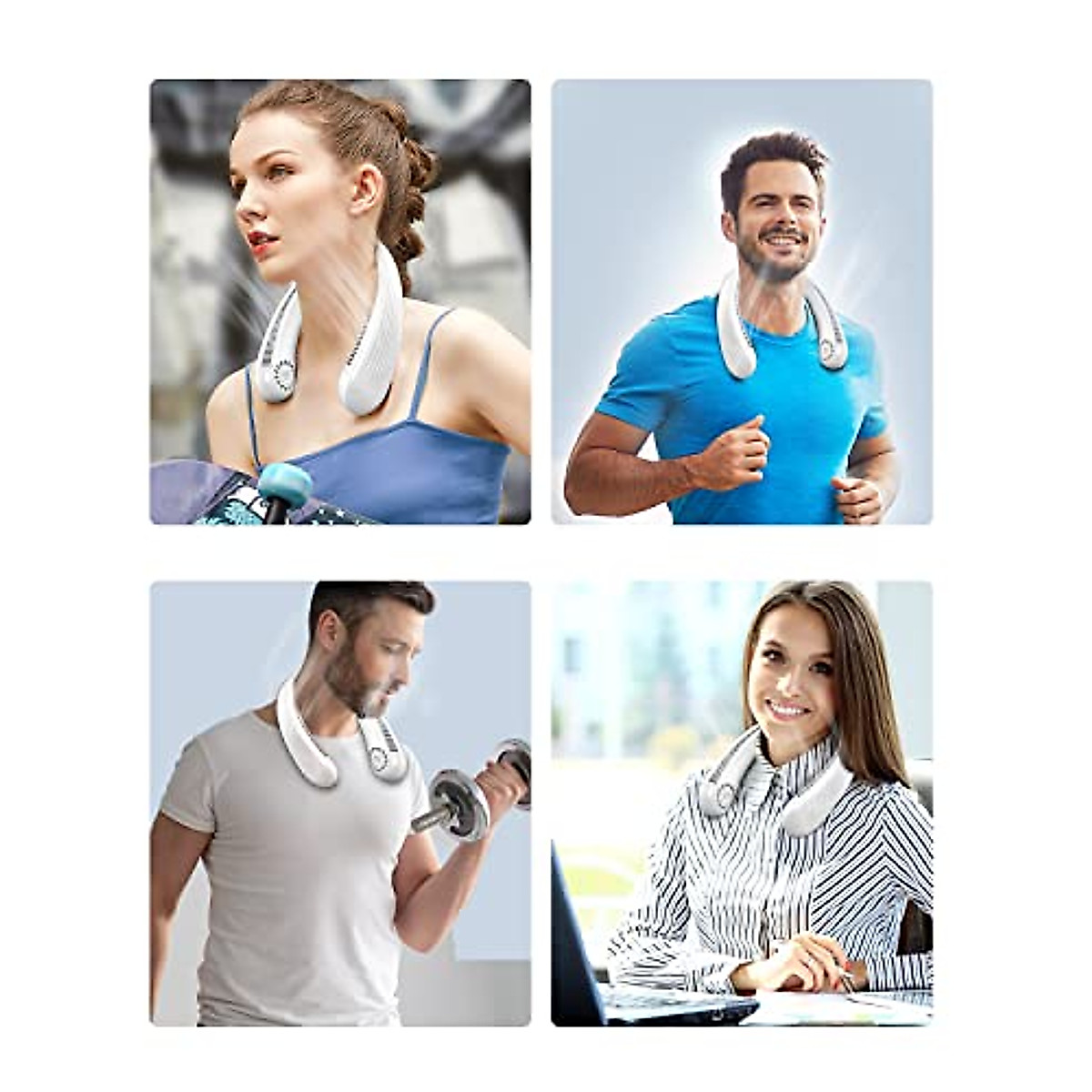 ABSKRYO Portable Neck Fan, Bladeless Cooling Fan, 8H Working Time, Headphone Design Personal Fan, Adjustable Neck Fan with 3 Speeds, for Travel Desk Bedroom