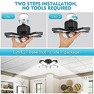 AXUAN 160W LED Garage Light 2 Pack, 16000LM Garage Light with 6 LED Garage Ceiling Lights Panels, Deformable LED Shop Light LED Glow Light for Garage, Basement, Workshop