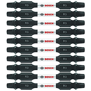 BOSCH ITDESQ325B 10-Pack 2-1/2 In. Square #3 Impact Tough Double-Ended Screwdriving Bits