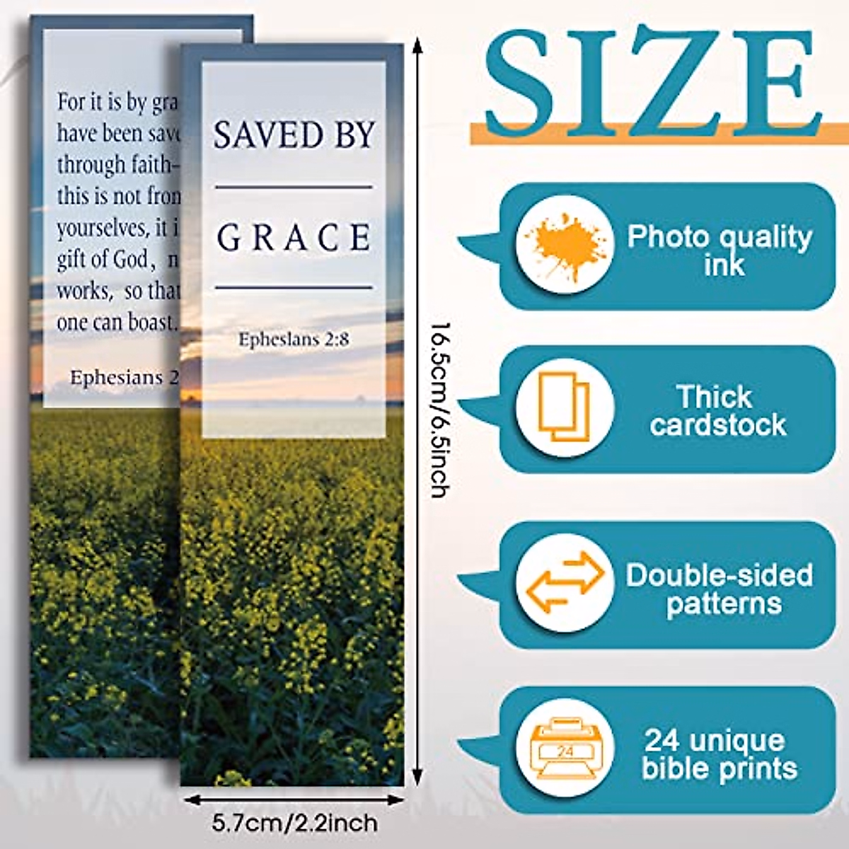 72 PCS Bible Verse Bookmarks with Full Scripture , Inspirational Christian Markers, Book Motivational Encouragement Landscape Page Clip Presents for Men Women Students Teachers School Office Supplies