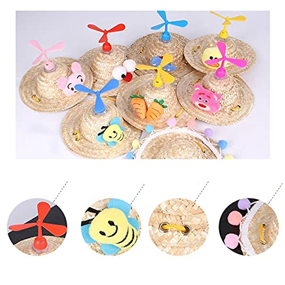 Pet Mini Dog Hat Dog Straw Hat Cat Hat Sombrero Woven Cat Hat Dog Sun Cap Cat Sunhat Puppy Cap Small Windmill Hat Outdoor Sun Protection Hat for Photo Props
