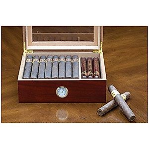 Prestige Import Group Chalet Glass Top Desktop Cigar Humidor with Hygrometer and Humidifier - Capacity: 20-50 - Color: Cherry