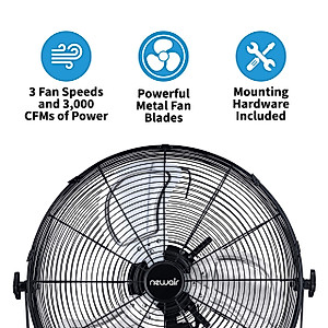 NewAir 18” Outdoor High Velocity Wall Mounted Fan with 3 Fan Speeds and Adjustable Tilt Head, NIF18WBK01