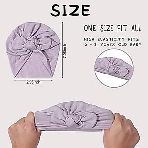 Wovenew Baby Turban Hats 6 Pcs Newborn Hats Breathable Bows Baby Bandana Hats Girls Cute Hat Headwear Accessories