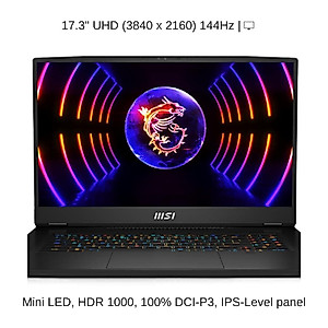 HIDevolution [2023] MSI Titan GT77HX 13VH 17.3" UHD 144Hz, 2.2 GHz i9-13980HX, RTX 4080, 128 GB DDR5 RAM, 16 TB PCIe SSD, Windows 11 Pro