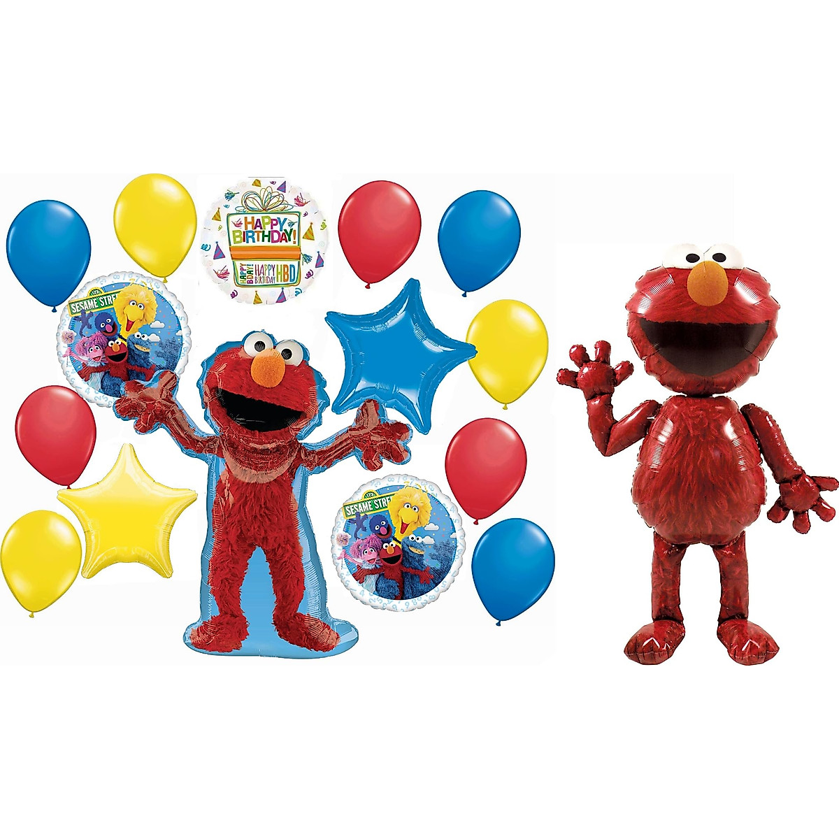 Anagram Elmo and Friends Birthday Party Supplies Balloon Bouquet Decorations with Giant Airwalker Balloon