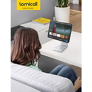 Lamicall Tablet Stand, Adjustable Tablet Holder Dock - 360 Degree Rotating Tablet Mount, Desktop Tablet Dock, Compatible with iPad Pro, Mini, Air, Galaxy Tabs, Kindle and 5.5-8.6" Wide Tablet - Silver