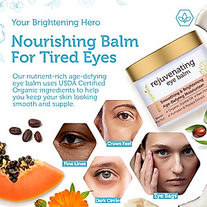 USDA Organic Eye Moisturizer Cream - Rejuvenating and Nourishing Age Defying Balm - Natural Ingredients for Sensitive Skin with Jojoba Oil, Argan Oil for Puffiness, Fine Lines Plus More
