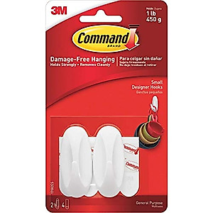 3M Command Designer Hooks [Removable]: Small Designer [2 Hooks/Pack] (White) / 2-Hooks