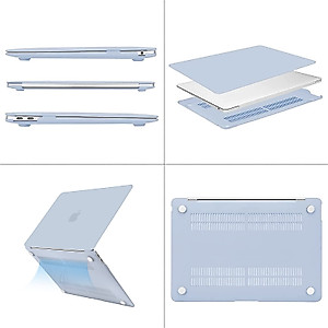 MOSISO Compatible with MacBook Air 13 inch Case 2022, 2021-2018 Release A2337 M1 A2179 A1932, Plastic Hard Shell&Keyboard Cover&Screen Film&Storage Bag for MacBook Air 13.3 inch Case, Baby Blue