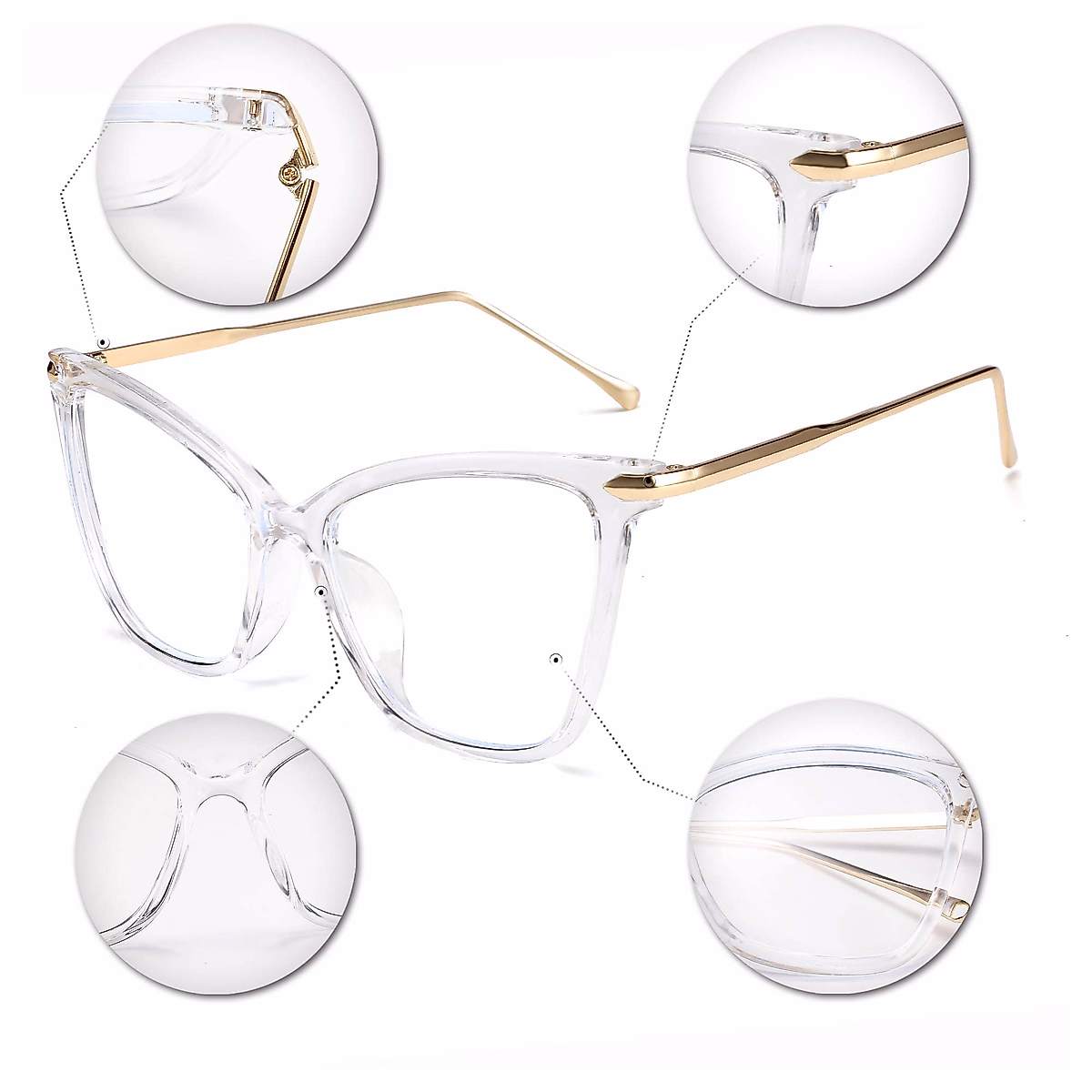 FEISEDY Oversized Cat Eye Glasses Frame Blue Light Blocking Eyewear for Women B2589