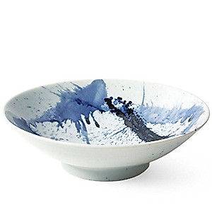 MIYA Blue Splash Sushi Plates for 2 - Modern Ceramic Glazed Rectangular Sushi Plates