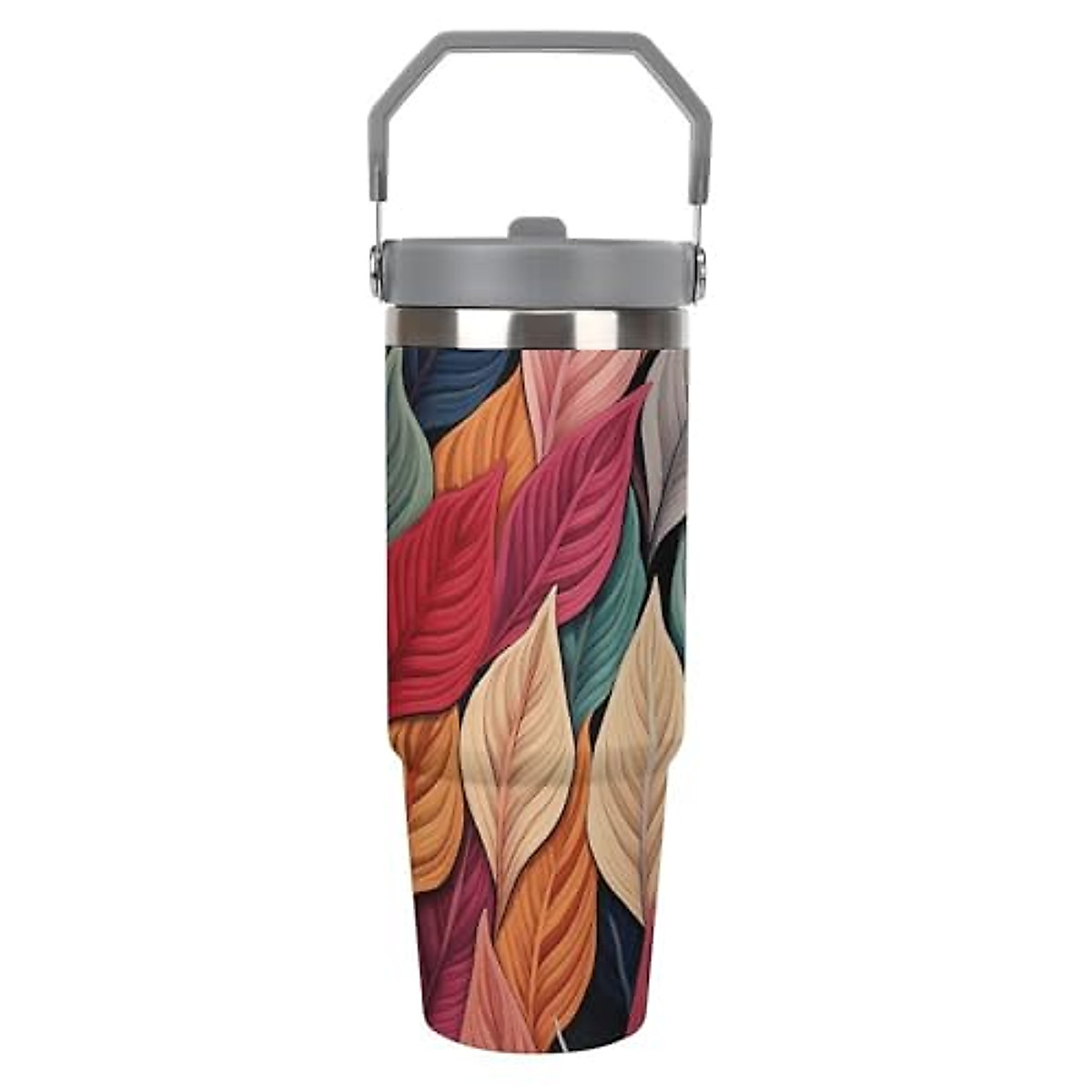 SYJTGDE Large Capacity Car Cup Multicolor Leaves Fashionable Upgrade Car Cup Advanced And Beautiful Travel Cup
