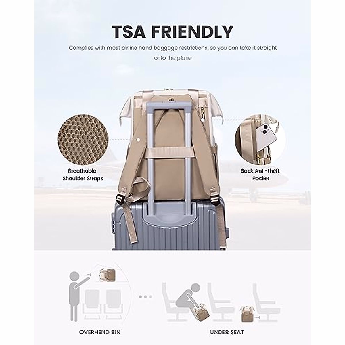 LOVEVOOK Laptop Backpack for Women, 15.6 Inch Work Laptop Bag，Waterproof Teacher Nurse Bag with USB Port,Fashion Travel Bag Business Computer Backpack Purse