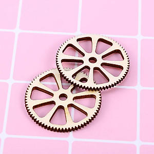 LIOOBO Unfinished Gear Craft 100pcs DIY Wooden Gear DIY Gear Lightweight Plain Wood Ornaments Wooden Gear for Crafts Kids Christmas Clothing DIY Wooden Slices