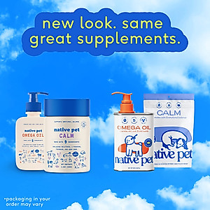 Native Pet Omega Oil for Dogs - Dog Fish Oil Supplements & Calming Chews | Dogs Anxiety Relief Treats & Dog Relaxants | 8 Oz. & 60 Chews