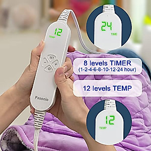 Full Weighted Heating Pad for Neck and Shoulders, Pasonio Large Electric Heated Wrap for Cramps and Pain Relief - 2.4lb Hot Heat Pad with Moist & Dry Heat Therapy Options, Washable- (18"x22") - PYQ02