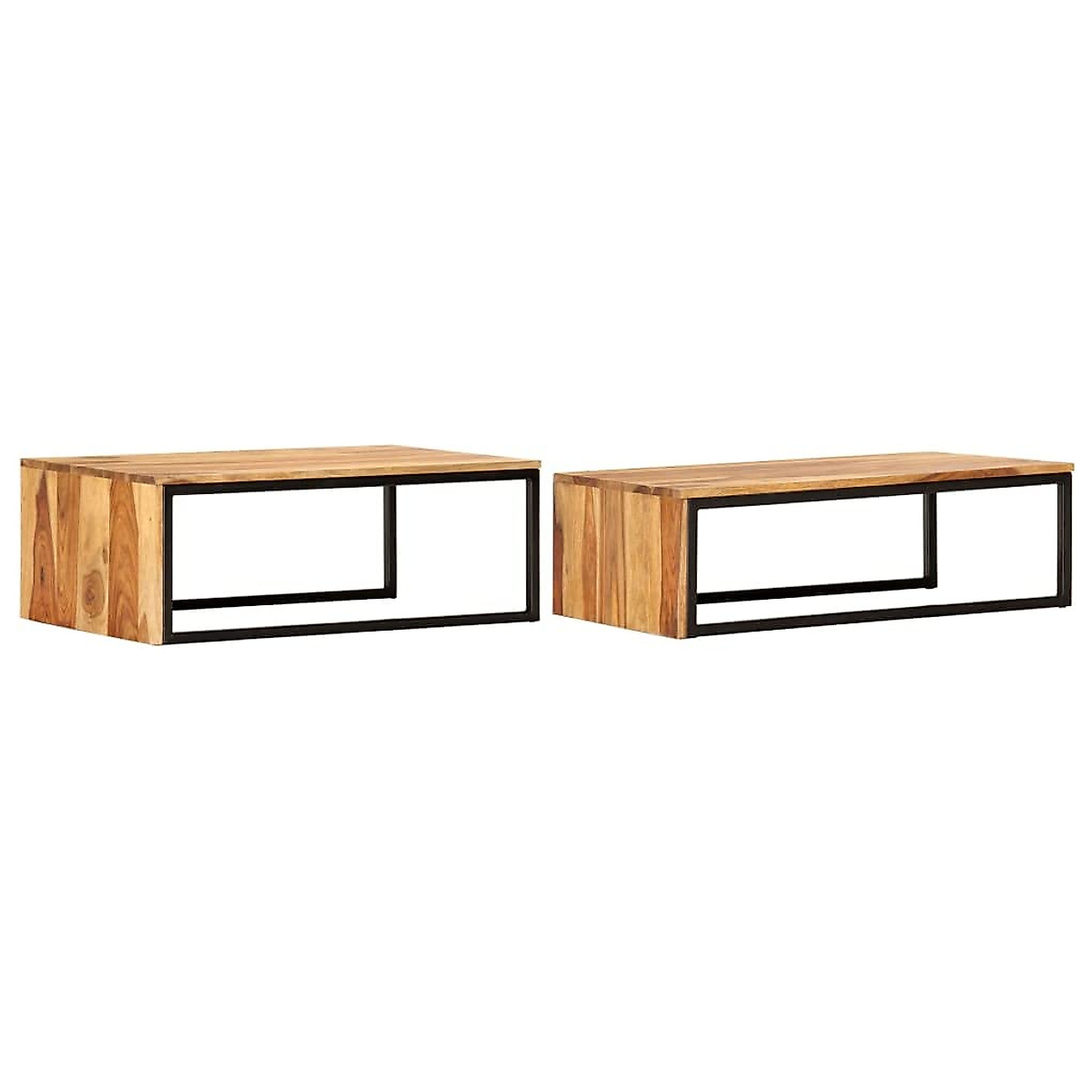 QJBSAVVA Nesting Tables 2 pcs Solid Sheesham Wood,Entrance Table Tray Tables Center Table Low Table Suitable for Meeting Rooms, Reception Rooms, Offices