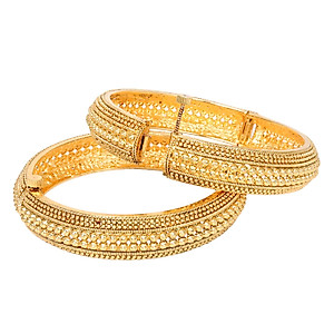 Sukh Collection Jewellery ndian Bollywood Antique Gold Plated Ethnic 2 Pcs Screw Kada Bangle Bracelet Jewelry Women Wedding Style Set (2.4)