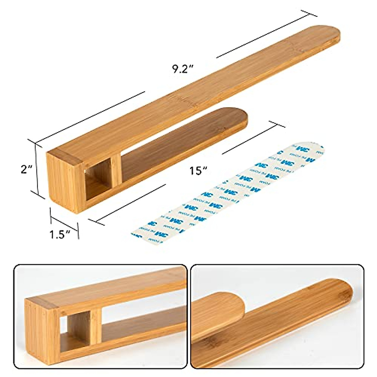 Self Adhesive Bamboo Towel Holder -- No Drilling Hand Towel Ring Strong Hold Self Adhesive Bathroom Towel Bar Bamboo Towel Rack Sticky Towel Hanger for Kitchen Living Room Bedroom