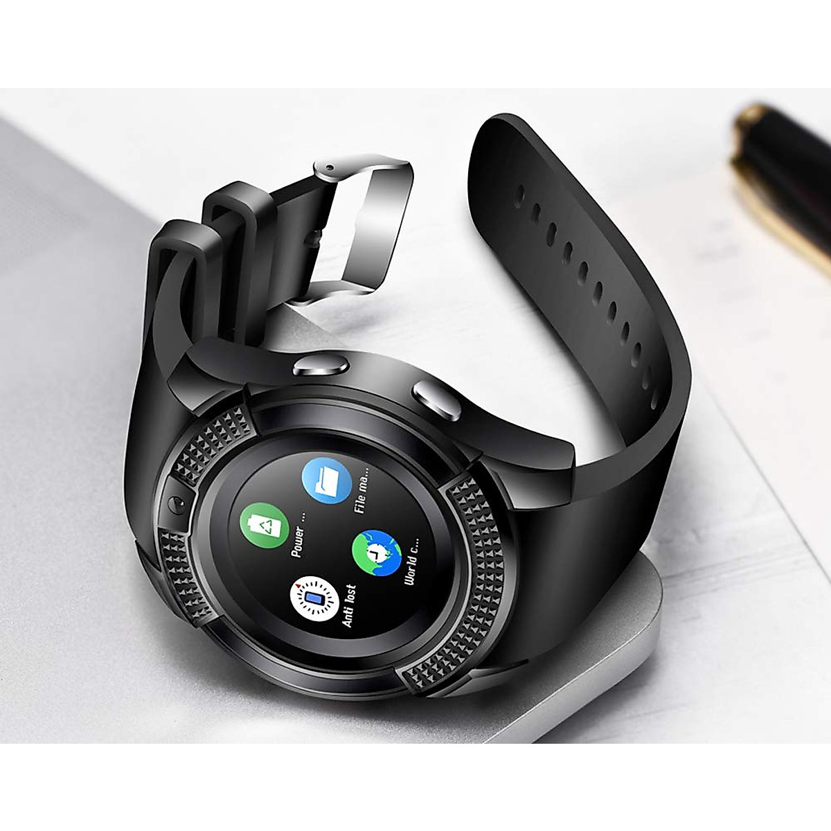 AKDSteel Y1 blueteeth Smart Watch with Touch Screen Camera/SIM Card Slot Waterproof Smart Watch Black Fashion CE