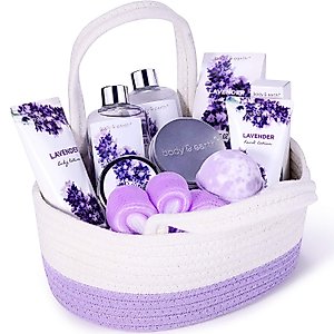 Gift Baskets for Women - Regalos Para Mujer, Body & Earth Gift Sets with Bubble Bath, Shower Gel, Body Lotion, Lavender Spa Gifts for Women, Spa Kit Mom Gifts, Mothers Day Gifts for Mom