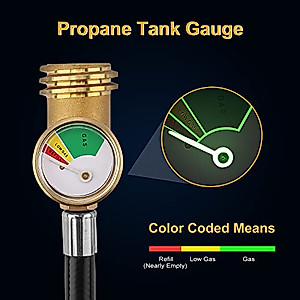 WADEO 12 FT Propane Extension Hose with Gauge, Leak Detector Replacement for Propane Tank, RV, Gas Grill, Heater, Fire Pit and Most Propane Appliances, Acme to Male QCC/POL Fittings