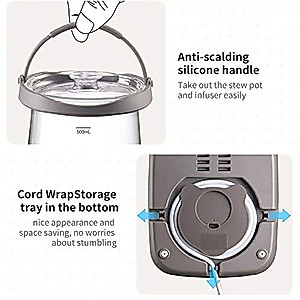 Bear YSH-C18R1 Health-Care Beverage Tea Maker and Kettle, Electric Kettle with Infuser, 316 Stainless Steel & Glass Brew Cooker, 8-in-1 Programmable, 4 Range Temperature Warming Function, 1.8L, Pink